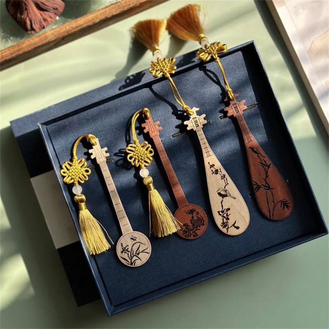 Classical Pipa Sandalwood Bookmark Wooden Guqin Bookmark - Etsy