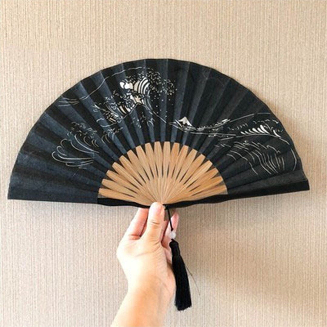 Chinese Style Silk Handheld Folding Fan Classic Sea Wave Hand - Etsy