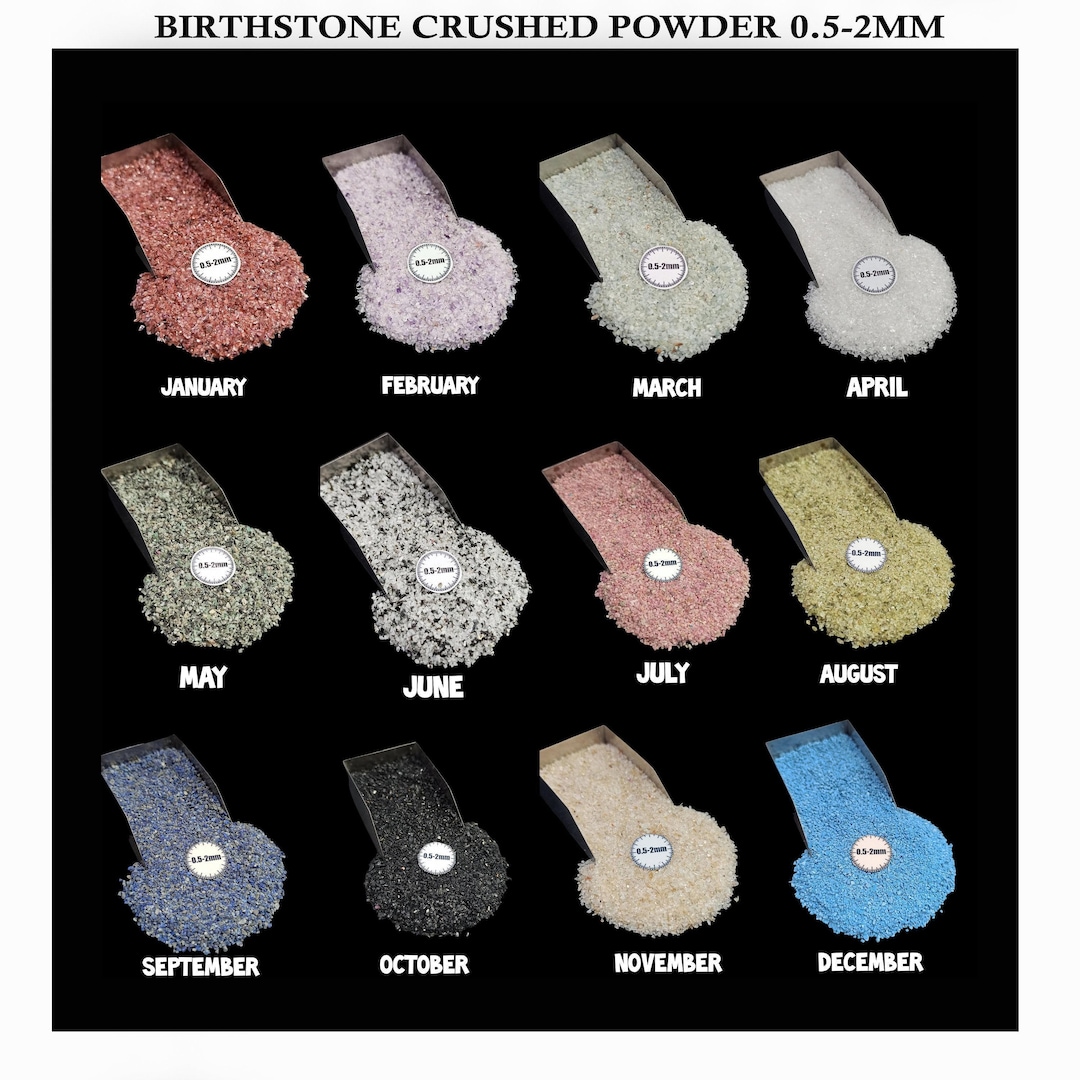 Birthstone Crushed Gemstone Powder (0.5-2mm) - Jewelry, Resin, Wood ...