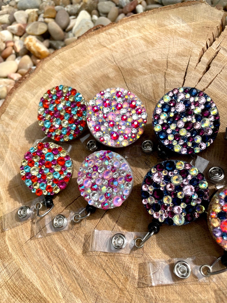 Rhinestone Badge Reel - Etsy