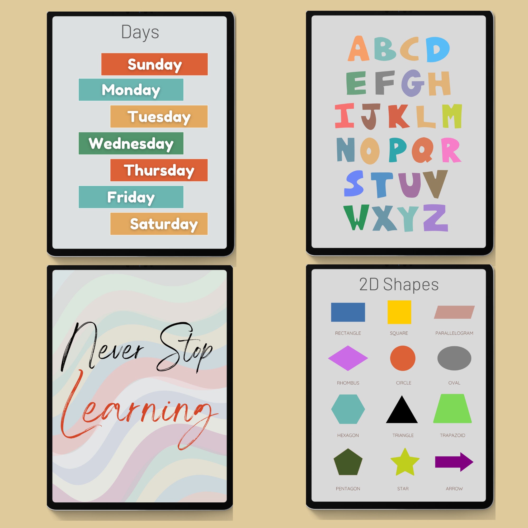 12 Educational Digital Posters for Kids, Home Learning, Math and ...