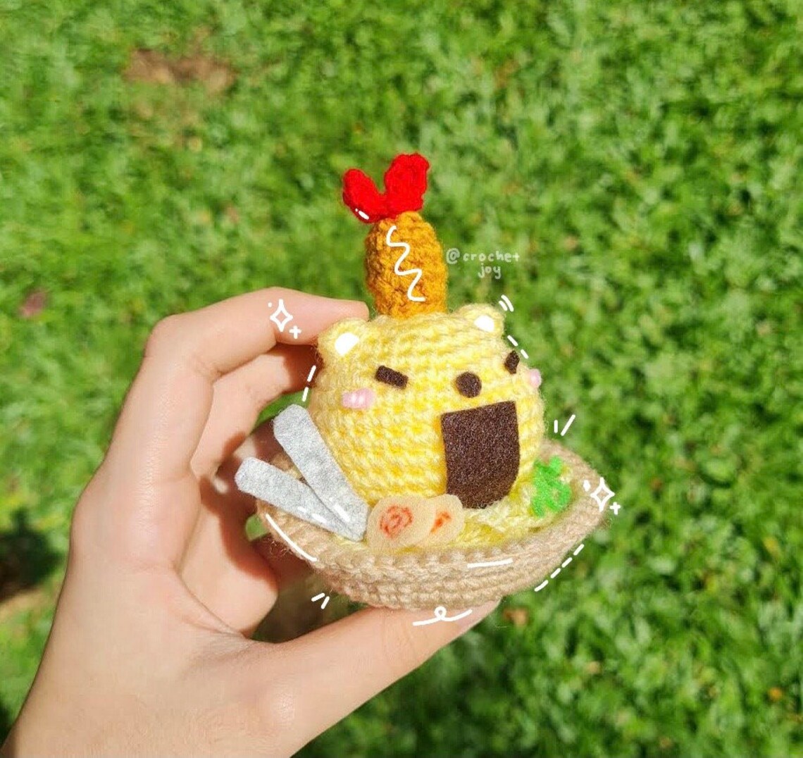 CROCHET PATTERN: Onigiri Bear With a Tempura in Ramen - Etsy