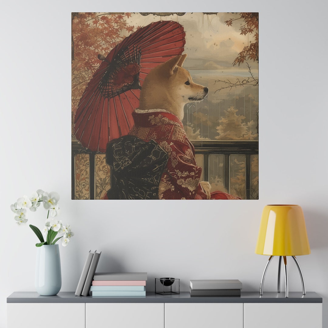 Shiba Inu Geisha Maiko Matte Canvas, Stretched, 0.75 Japan Japanese ...