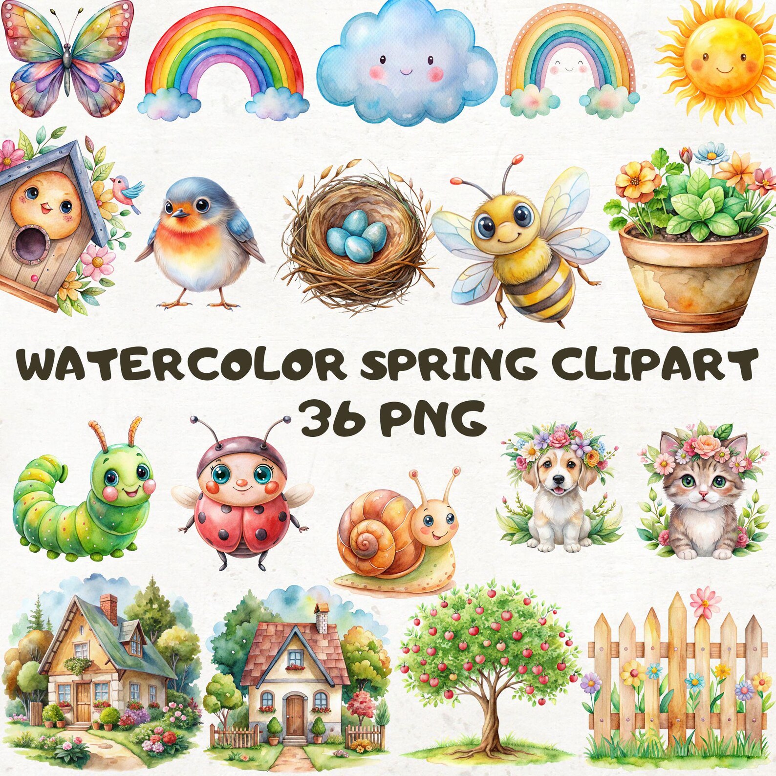 Watercolor Spring PNG Clipart, Happy Spring, Seasonal Aactivities ...