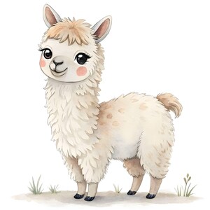 12 JPG Watercolor Cute Llama Clipart Bundle, Baby Lama Jpg Illustration ...