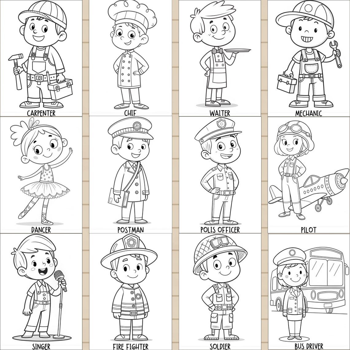Occupations Coloring Book: 25 Professions, Fun Learning (PDF Download ...