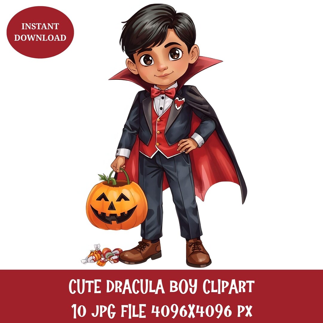 10 Dracula Boy Clipart JPG Bundle, Halloween Vampire JPG, Instant ...