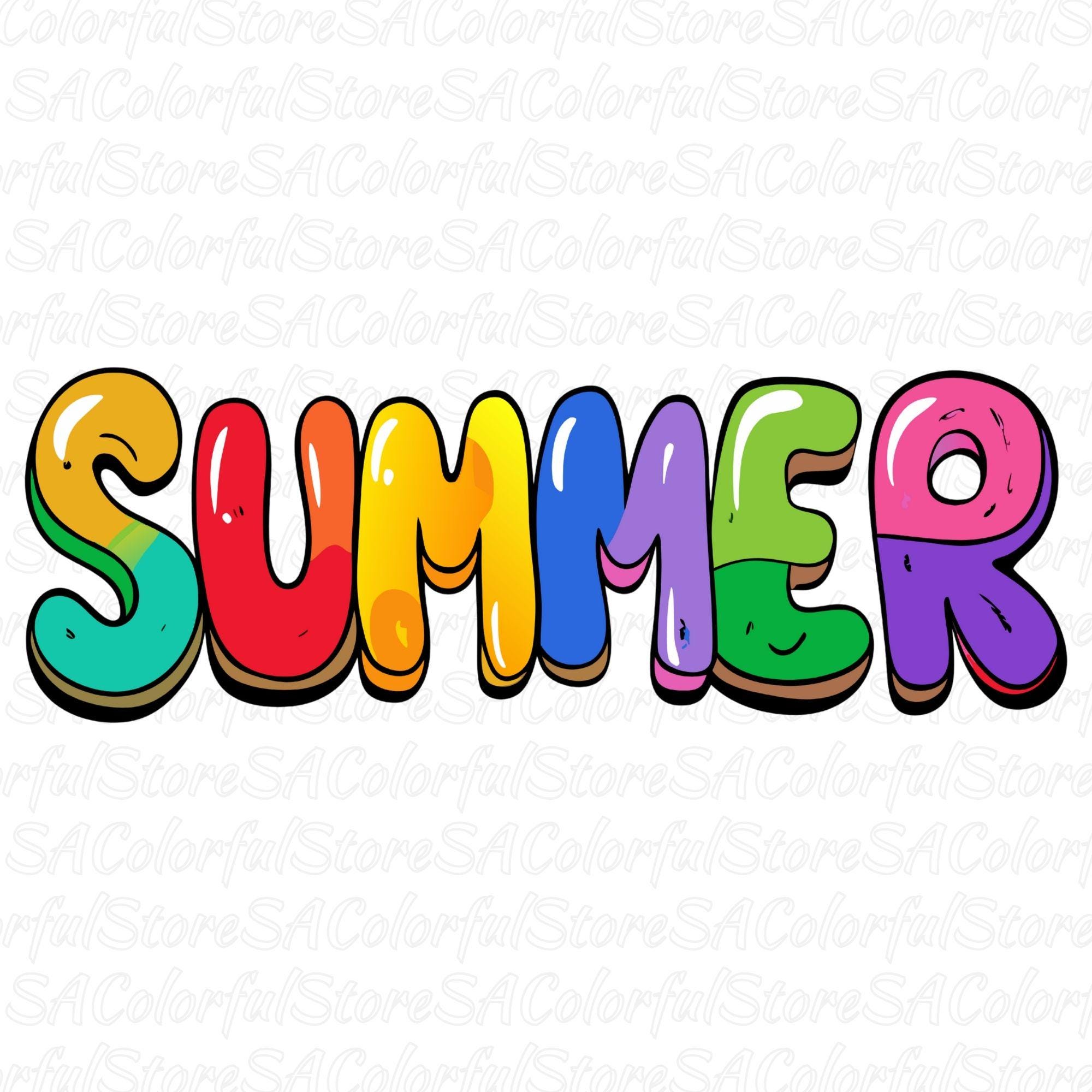 Hello Summer SVG PNG Bundle: Colorful Doodle Letters, T-shirt Design ...