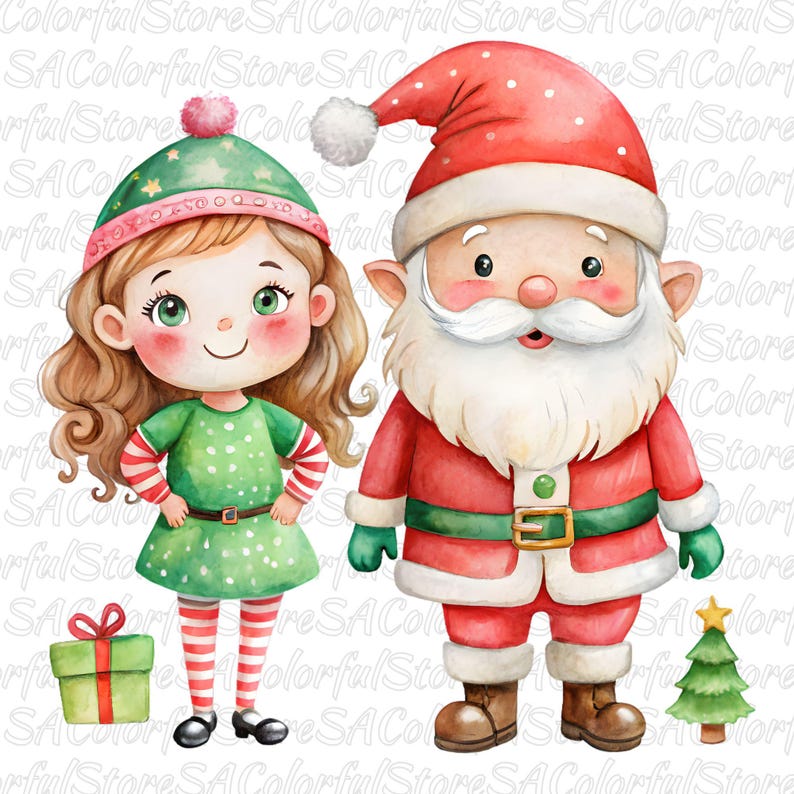 Cute Christmas Elf Clipart Bundle, Holiday Kids Illustration (PNG ...