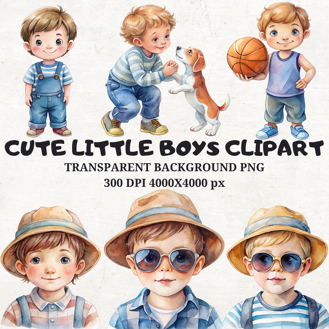 28 Watercolor Cute Boys Clipart, Cute Boy Clipart, Little Boy Png ...