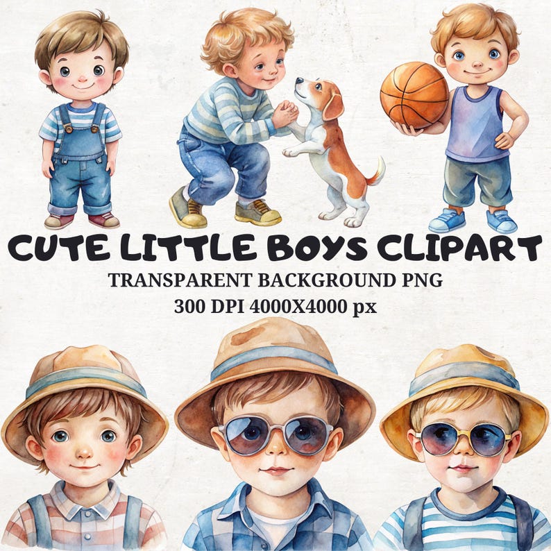 28 Watercolor Cute Boys Clipart, Cute Boy Clipart, Little Boy Png ...