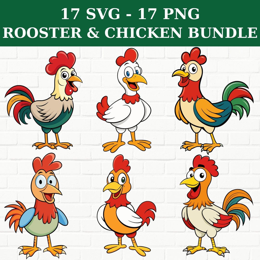 Chicken Svg & Png, Rooster Svg and Png, Chicken Vector, Funny Chicken ...