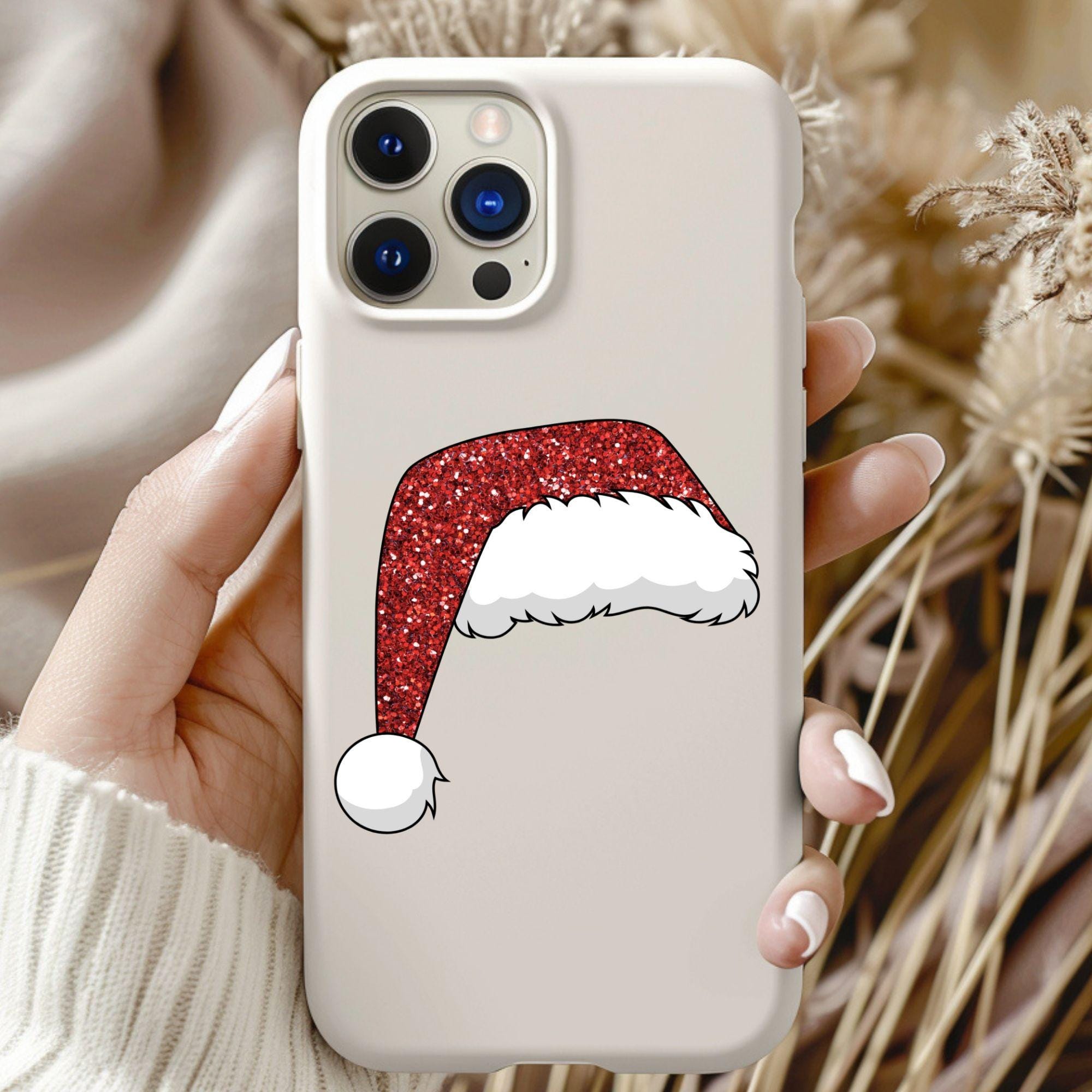 Red Glitter Santa Hat SVG and PNG, Christmas Layered Cut File (digital ...