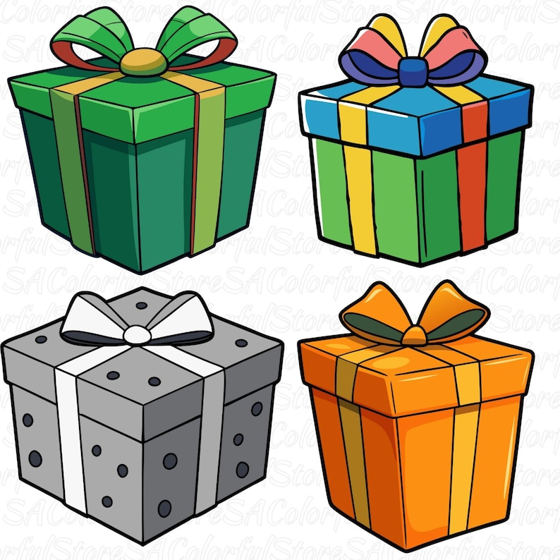 Colorful Gift Box SVG Bundle: Christmas Presents Clipart (digital ...