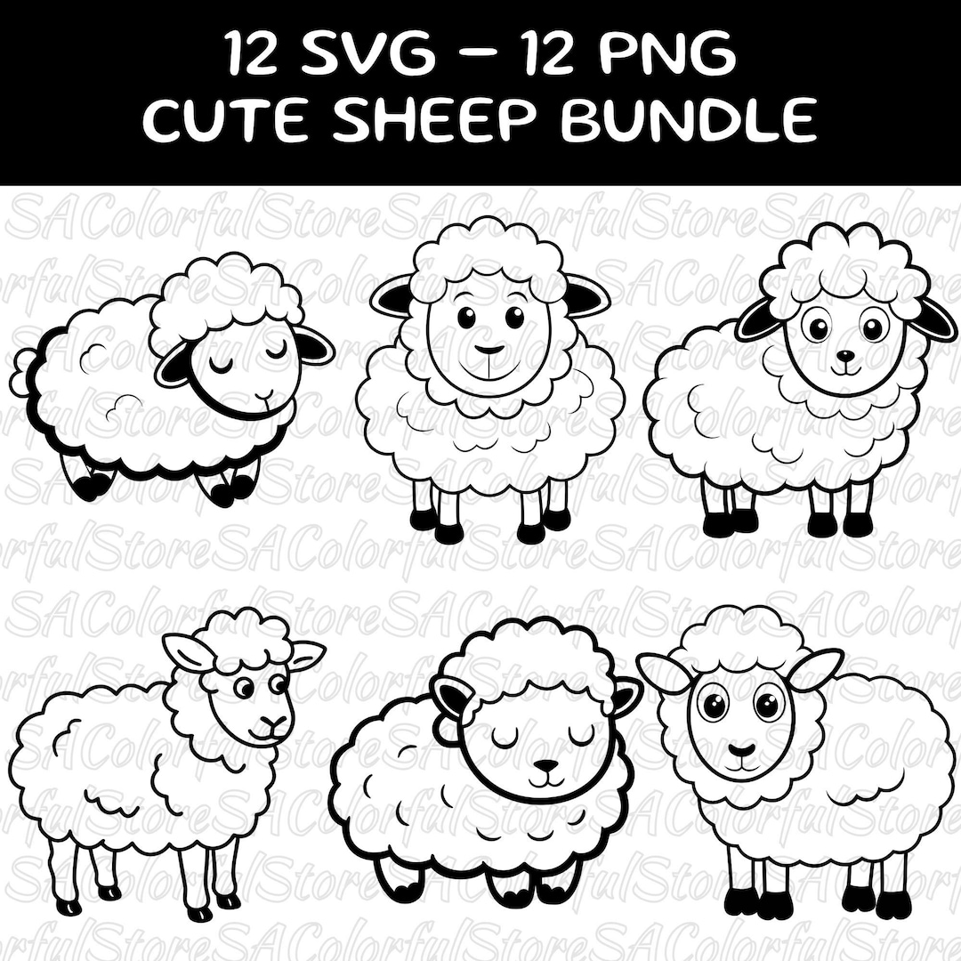 Sheep Clipart Bundle, SVG PNG, Commercial Use - Etsy Australia