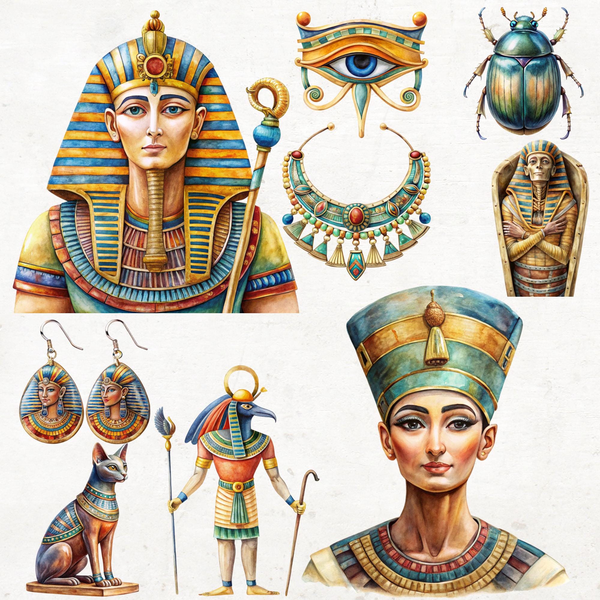 50 Watercolor Ancient Egypt Clipart, 50 Transparent Png, Pyramids ...