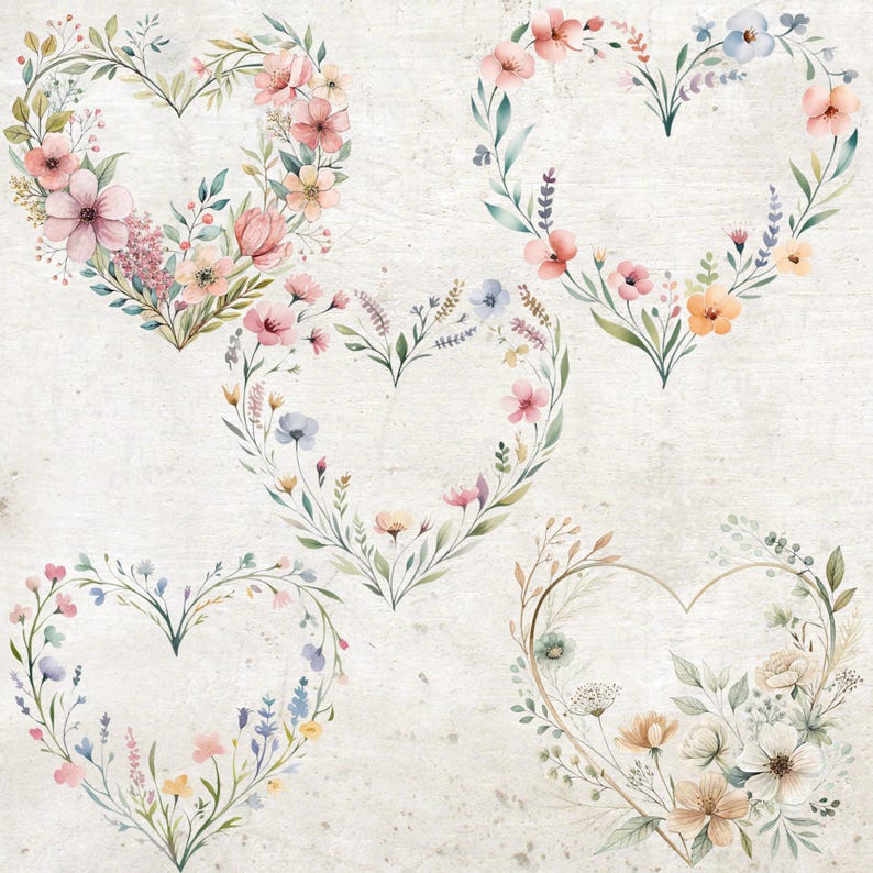 15 Heart Wreath Clipart Floral Heart Wreath Png Floral Frame Valentines ...