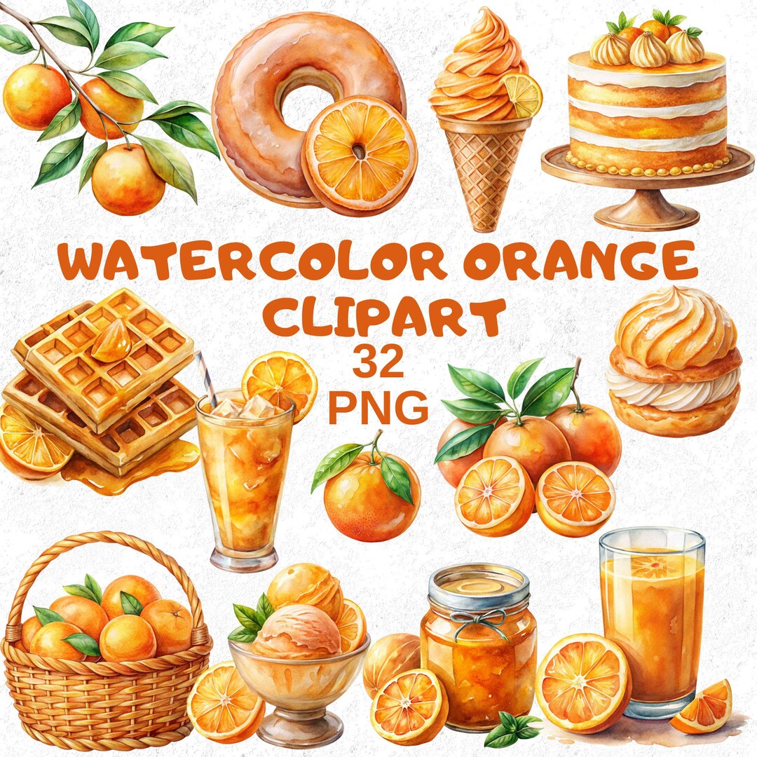 Watercolor Orange Clipart Bundle: Citrus Fruit Pngs (digital Download ...