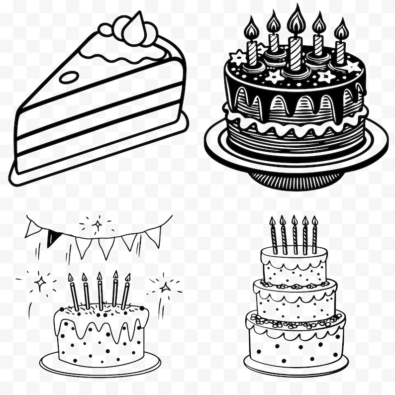 Birthday Cake SVG & PNG Bundle: 25 Cake Designs (digital Download) - Etsy