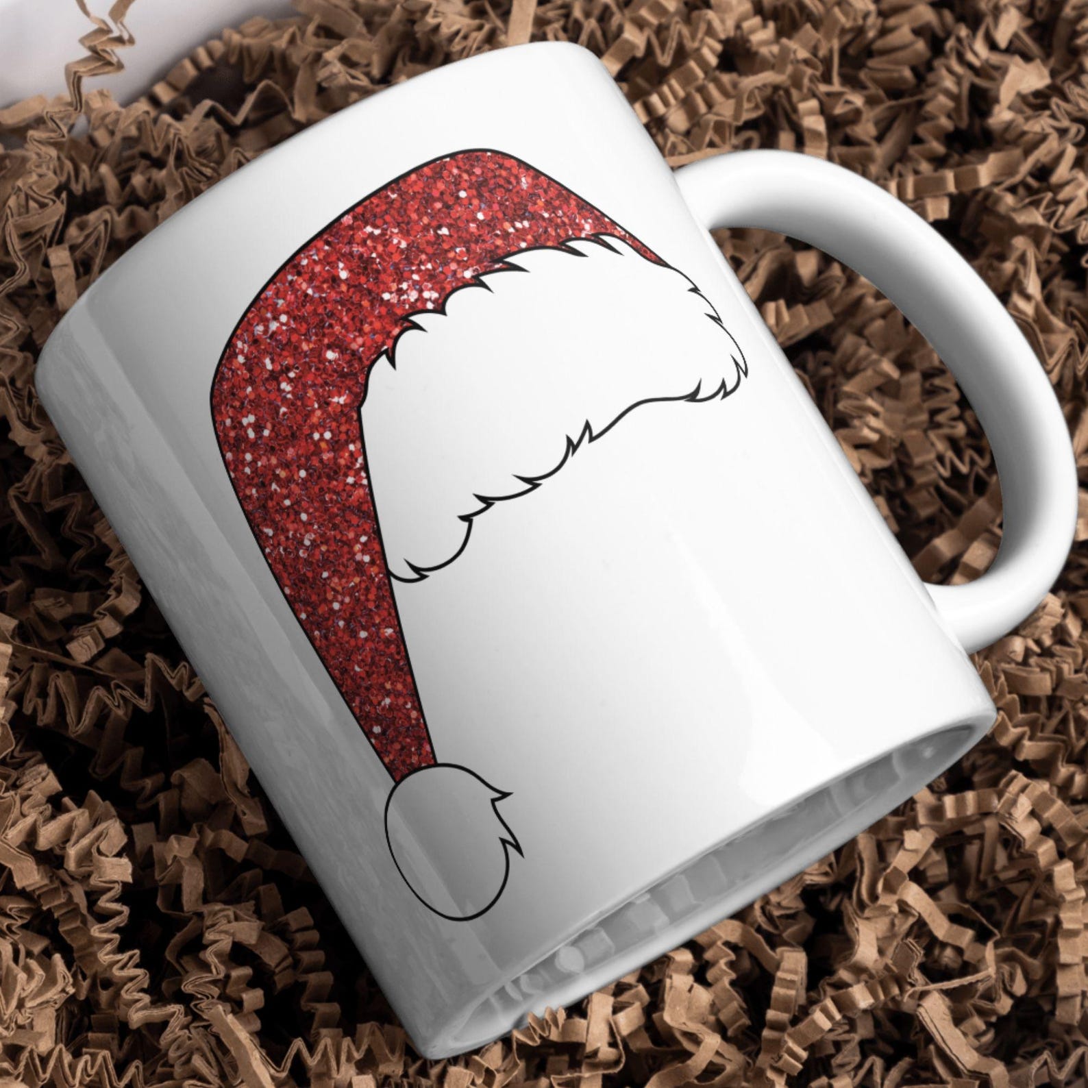 Red Glitter Santa Hat SVG and PNG, Christmas Layered Cut File (digital ...