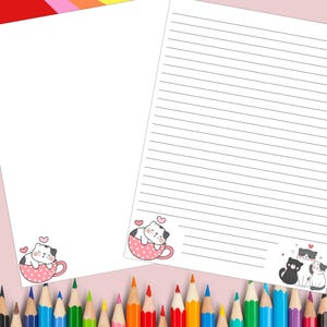 20 Cat Printable Stationery, Goodnotes Template, Printable Kitten ...