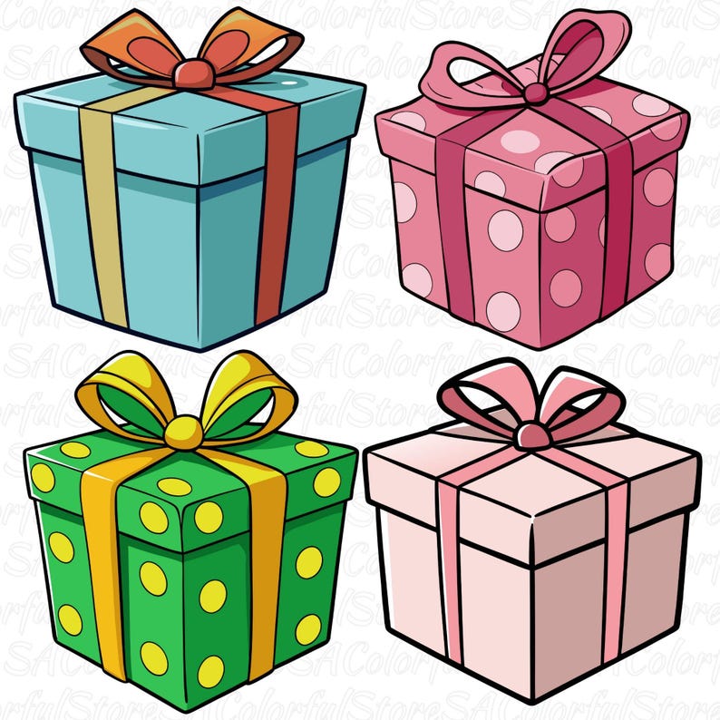 Colorful Gift Box SVG Bundle: Christmas Presents Clipart (digital ...