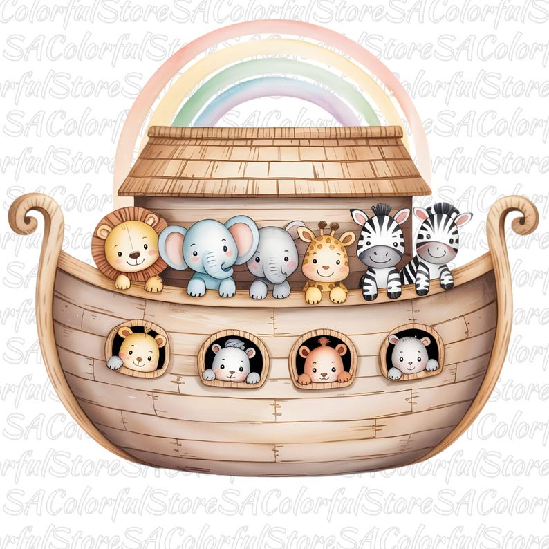 Watercolor Noah's Ark Watercolor PNG Clipart, 5 Png Noah's Ark Clipart ...