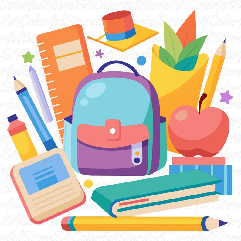 School Clipart Bundle, Back to School PNG SVG, Commercial Use - Etsy