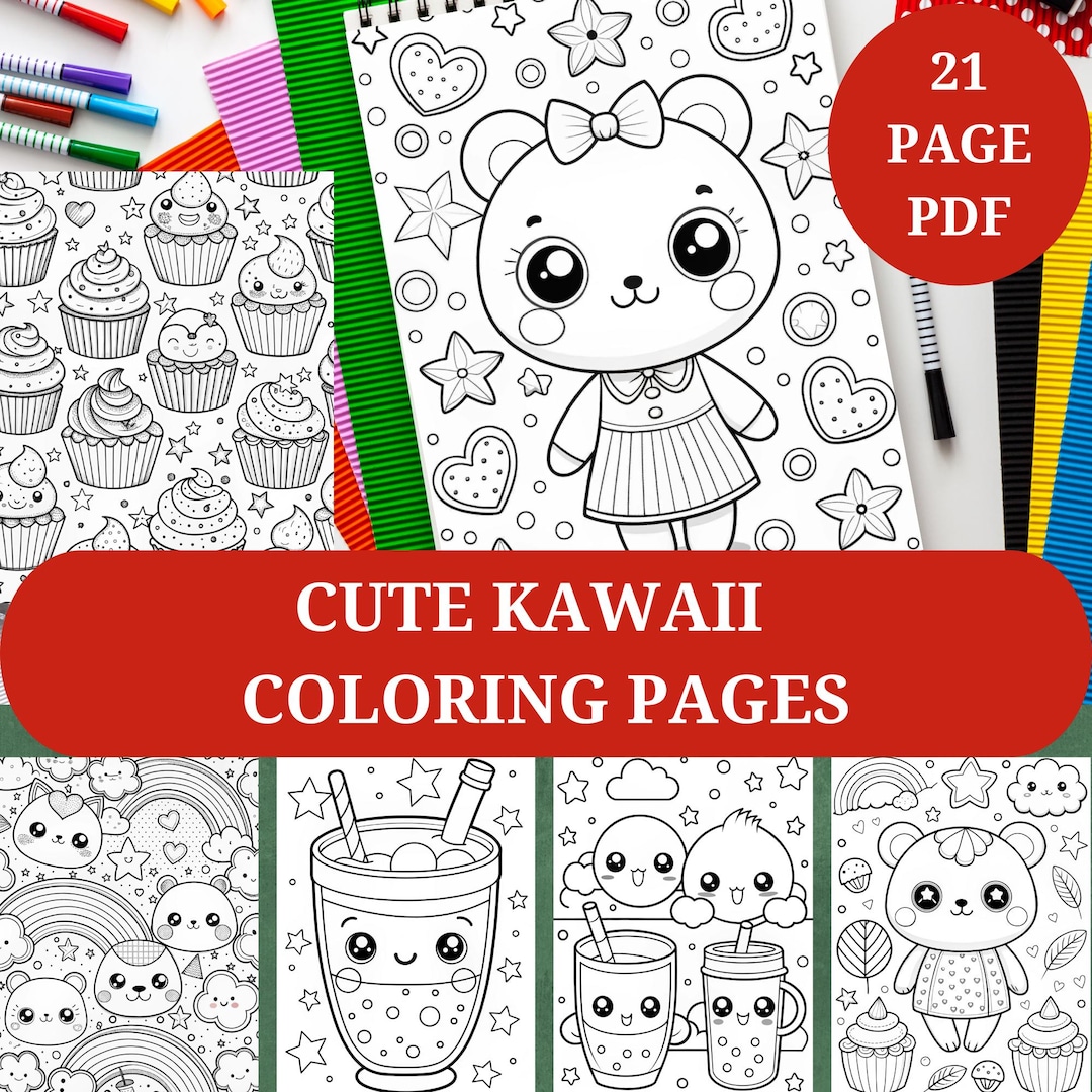 21 Kawaii Coloring Pages Cute Coloring Pages for Kids Homeschool ...
