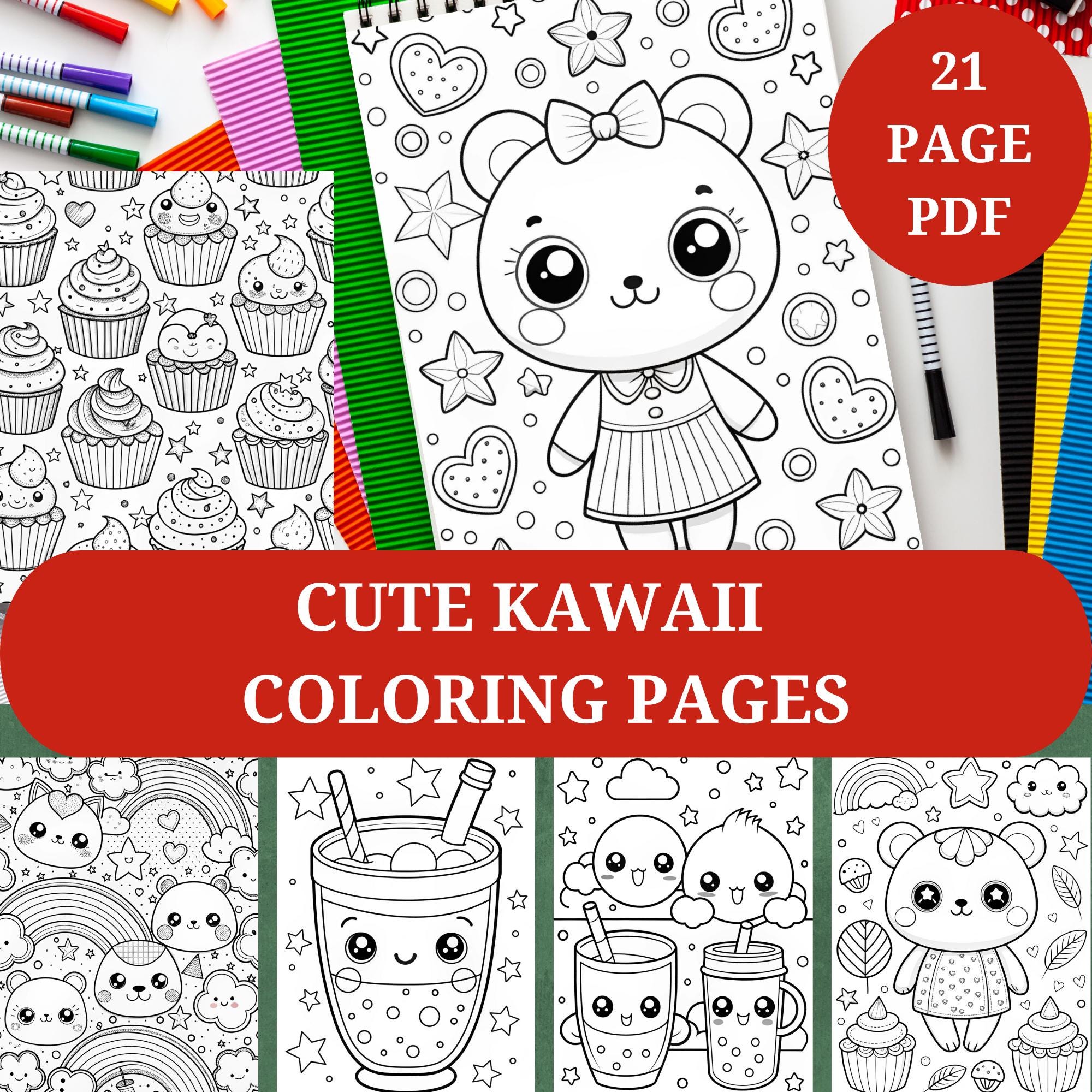 21 Kawaii Coloring Pages Cute Coloring Pages for Kids Homeschool ...