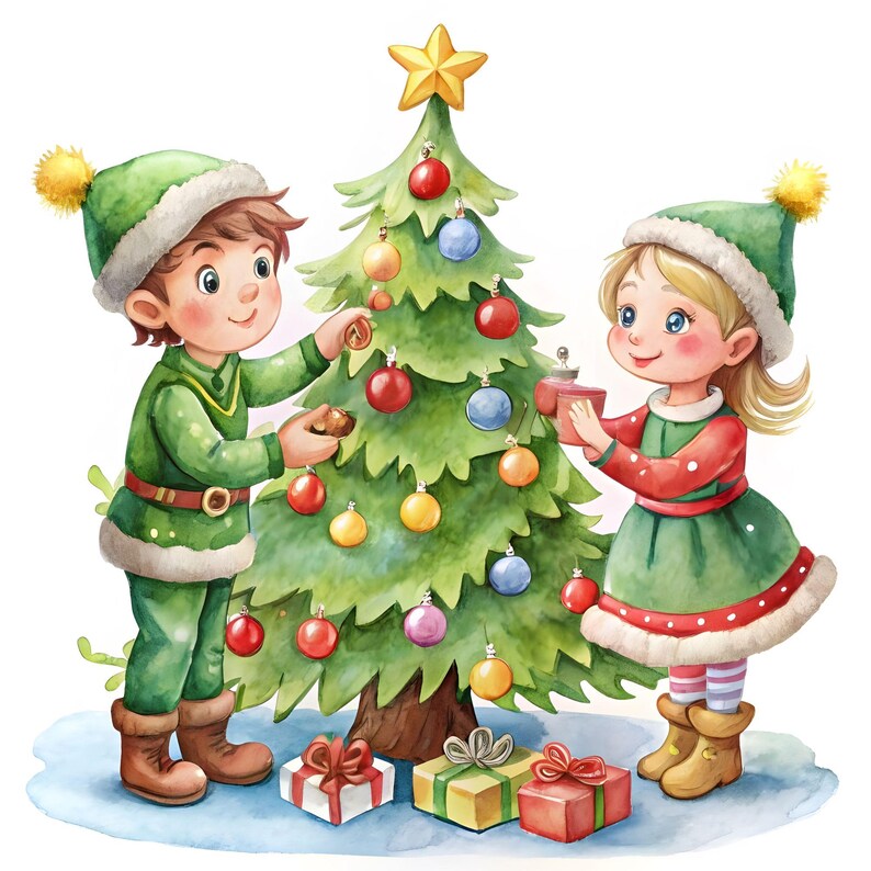 15 JPG Christmas Elf Clipart Bundle, Cute Christmas Elves, Elf ...