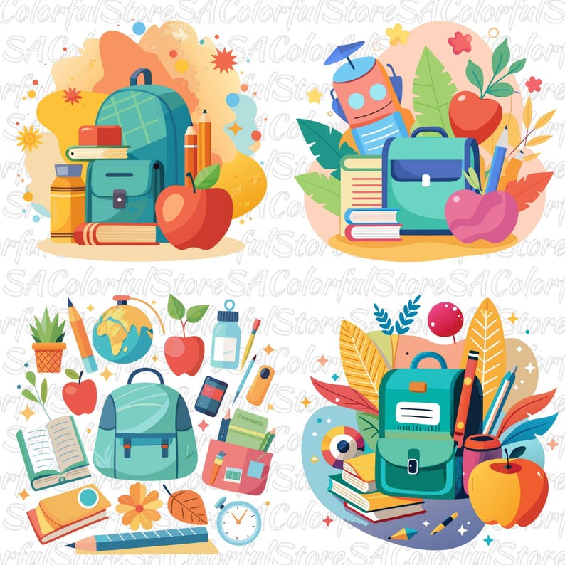 School Clipart Bundle, Back to School PNG SVG, Commercial Use - Etsy