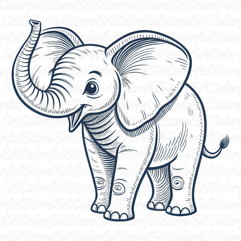 Elephant Line Art PNG Bundle, Nursery Decor (digital Download - Etsy