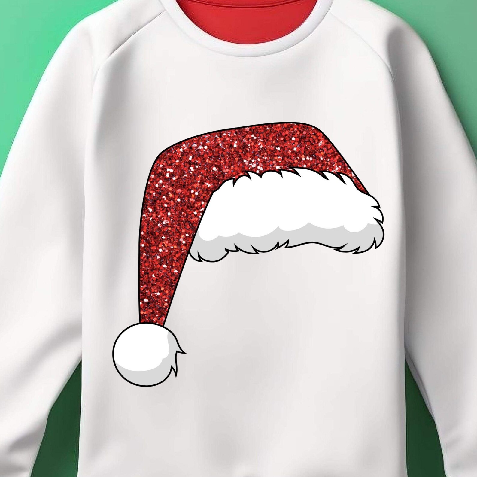 Red Glitter Santa Hat SVG and PNG, Christmas Layered Cut File (digital ...