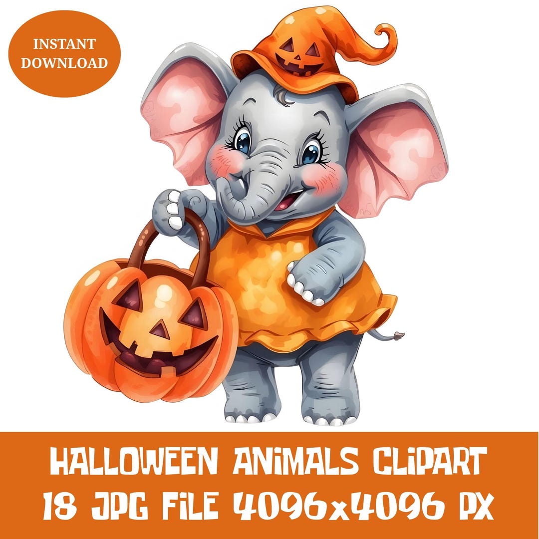 Halloween Animals Clipart Bundle, Kawaii Spooky PNG (commercial Use ...