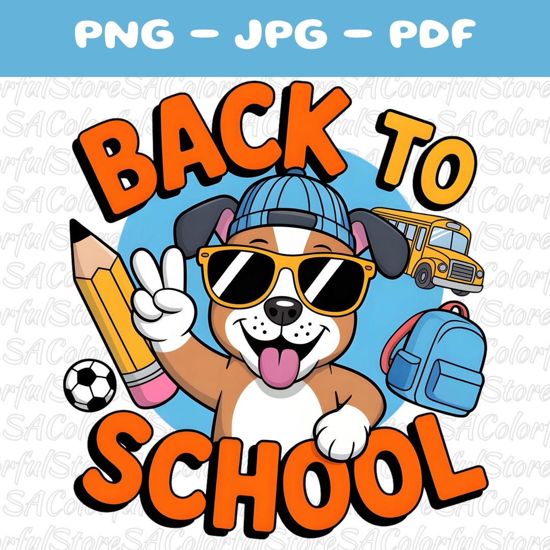 Dog Back to School Clipart, PNG JPG PDF, Commercial Use - Etsy