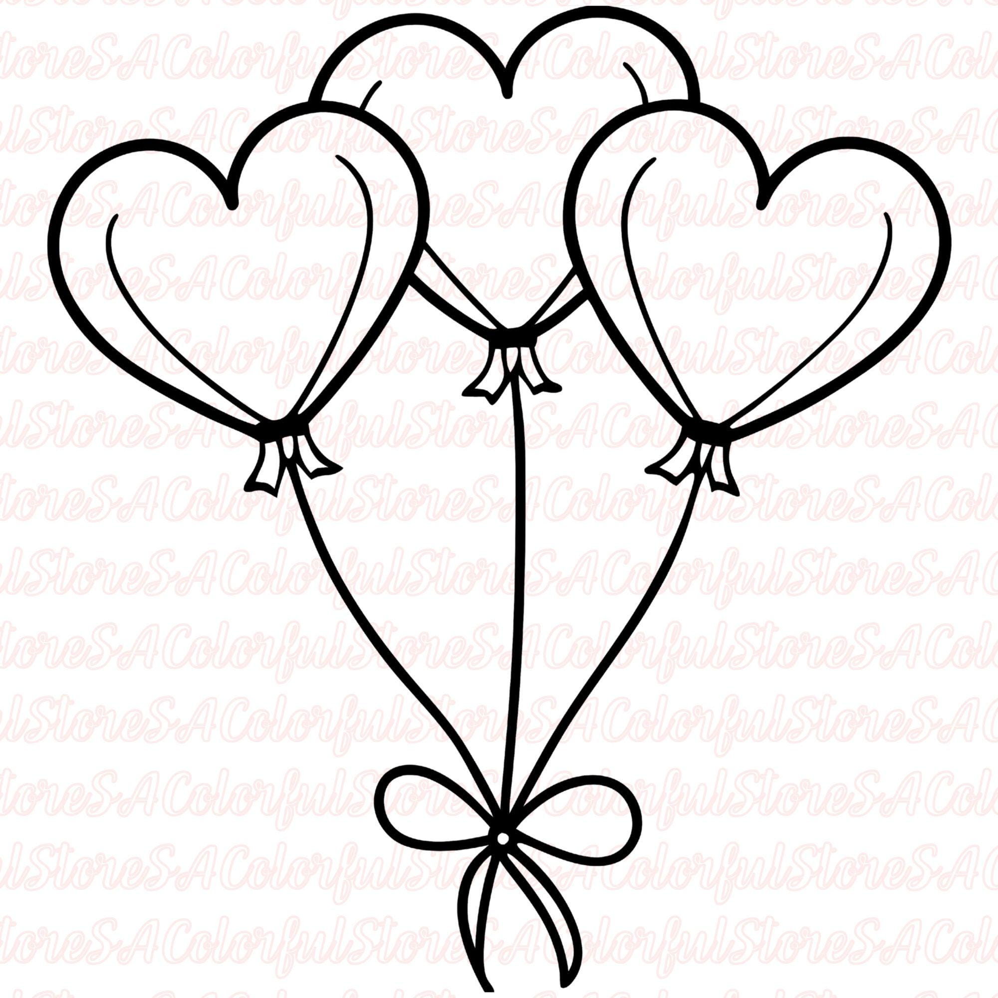 Balloons SVG and PNG Bundle, Balloon Outline Vector Balloon Silhouette ...