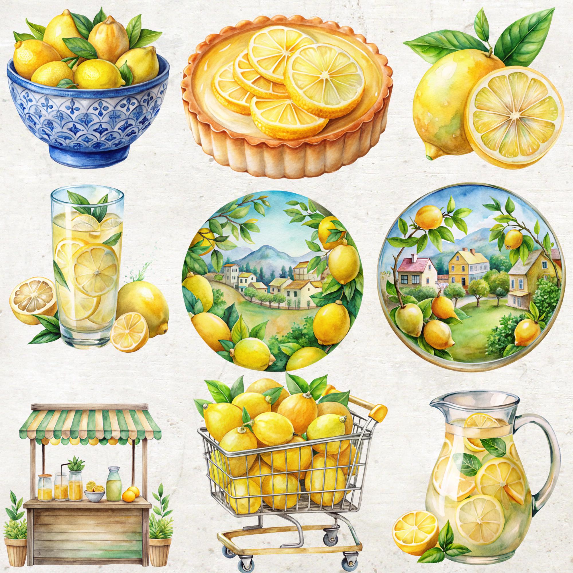 32 Lemon Clipart Png and 8 Digital Seamless, Fruit Clipart, Lemon Png ...