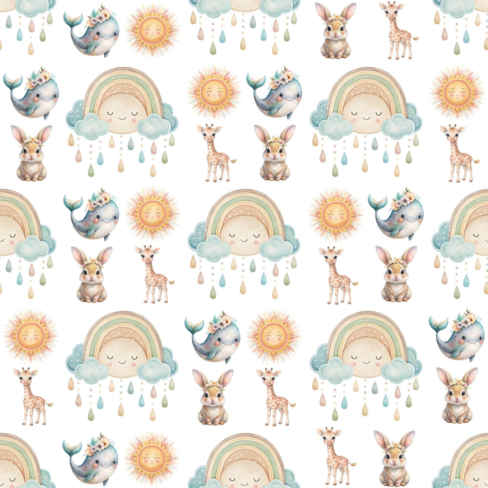 Boho Baby Digital Paper: Neutral Nursery Scrapbook Designs (PNG ...