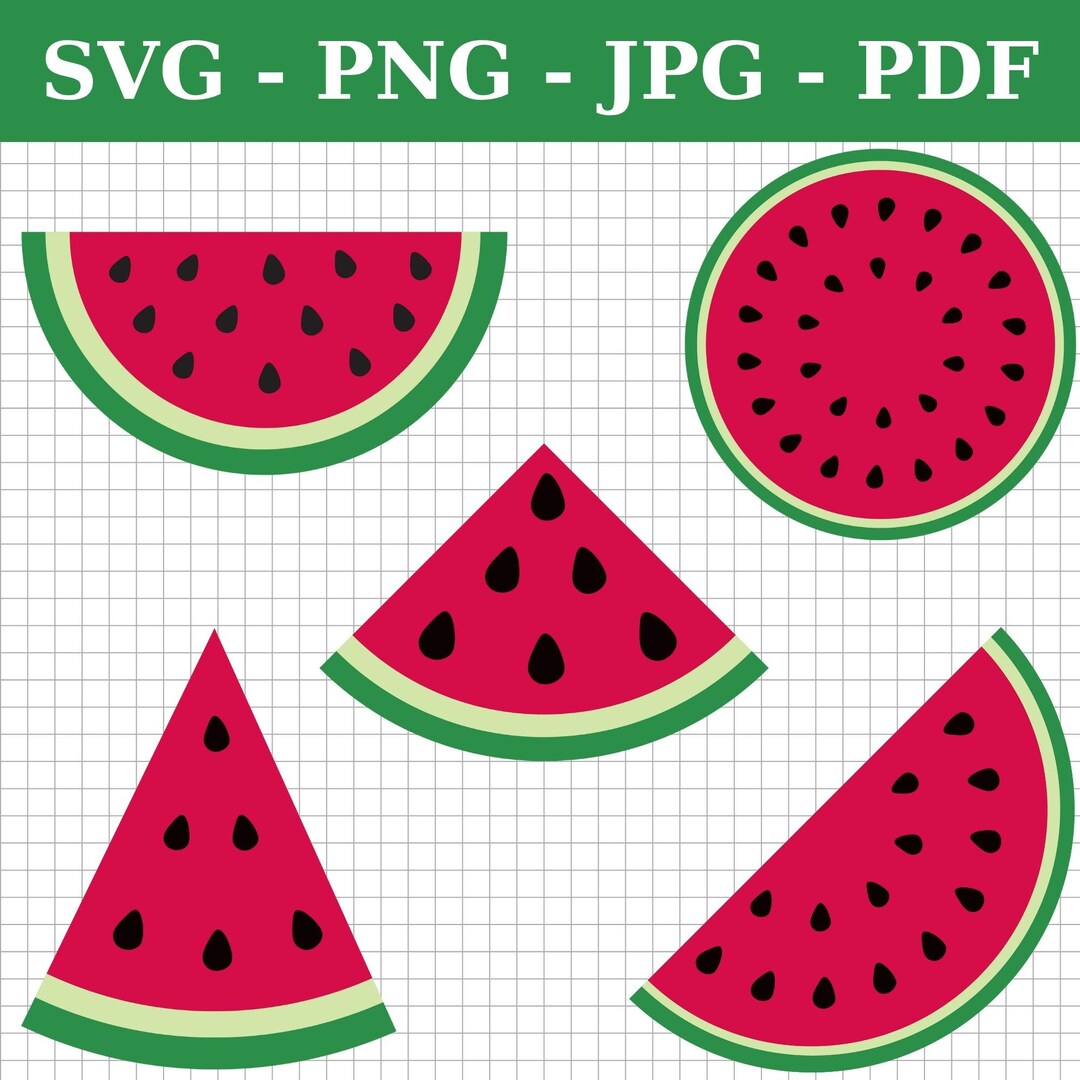 Watermelon Clipart, Summer Fruit Slices (svg, Png, Jpg, Pdf) - Etsy