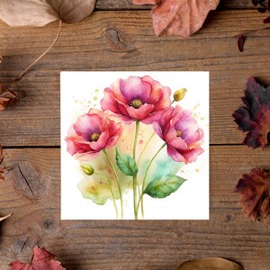 40 Watercolor Poopy Abstract Flowers Png Wall Art Digital Paper ...