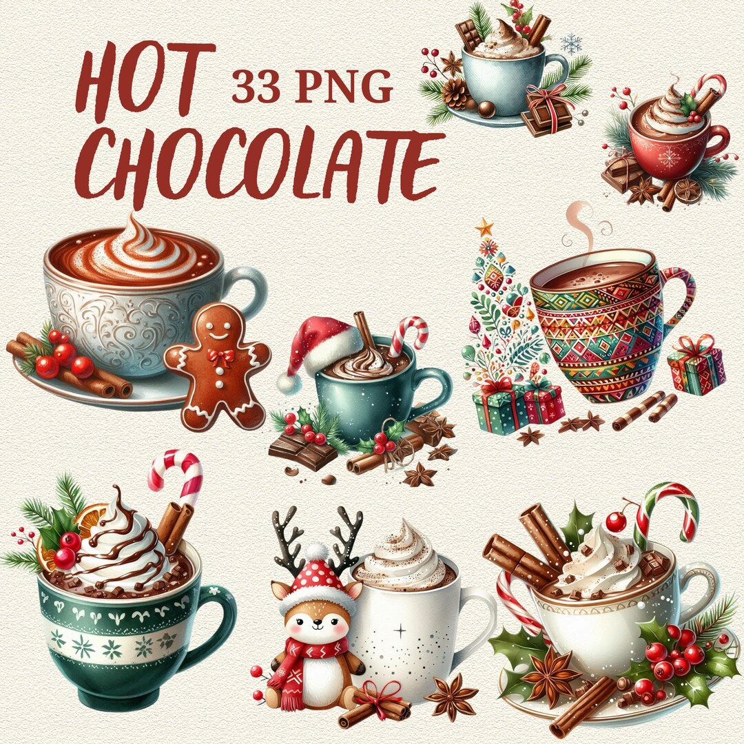 35 Watercolor Christmas Hot Chocolate Clipart Png Winter Hot Cocoa ...