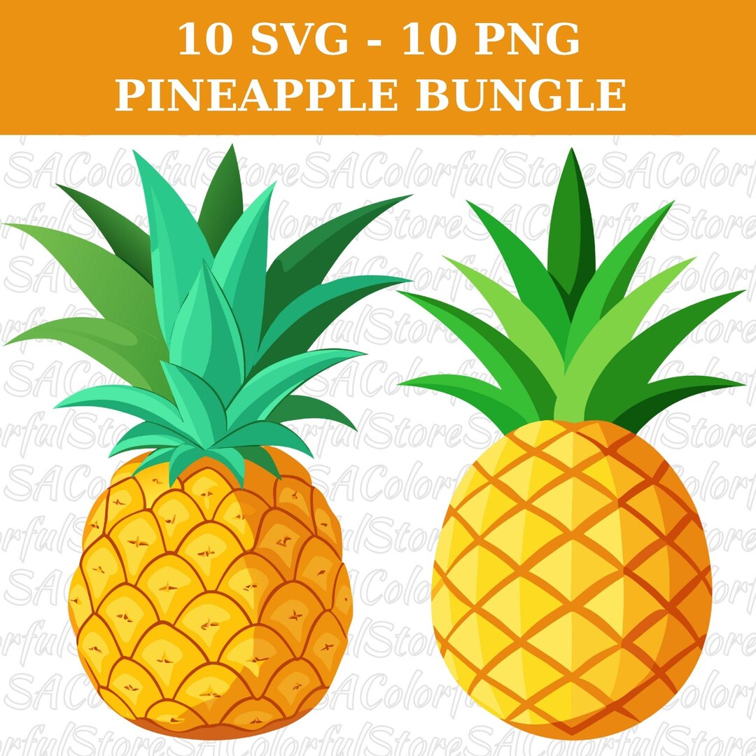 Pineapple SVG & PNG Bundle: Tropical Fruit Clipart (digital Download ...
