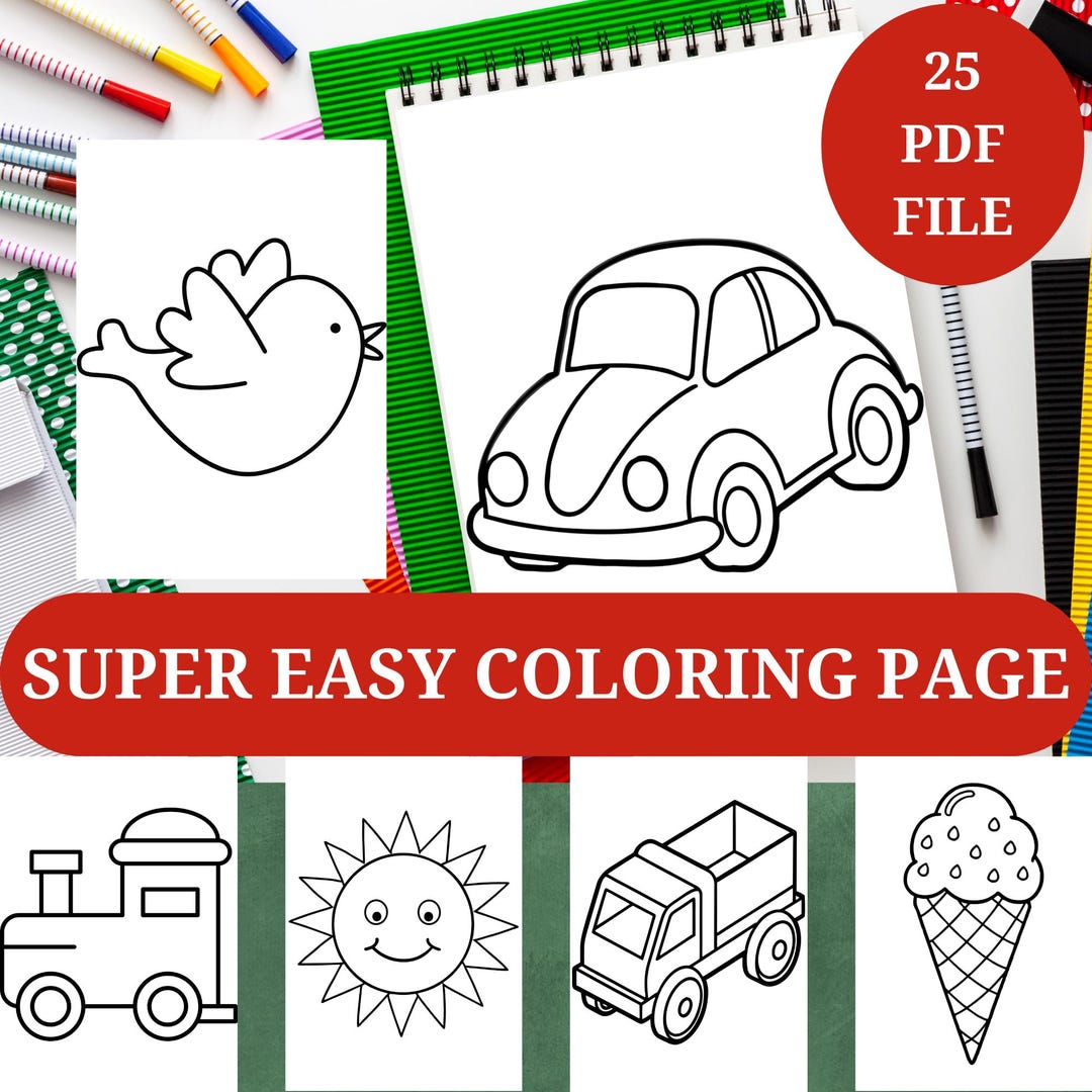 25 Easy Coloring Pages for Kids, Homeschool Printable Toddlers ...