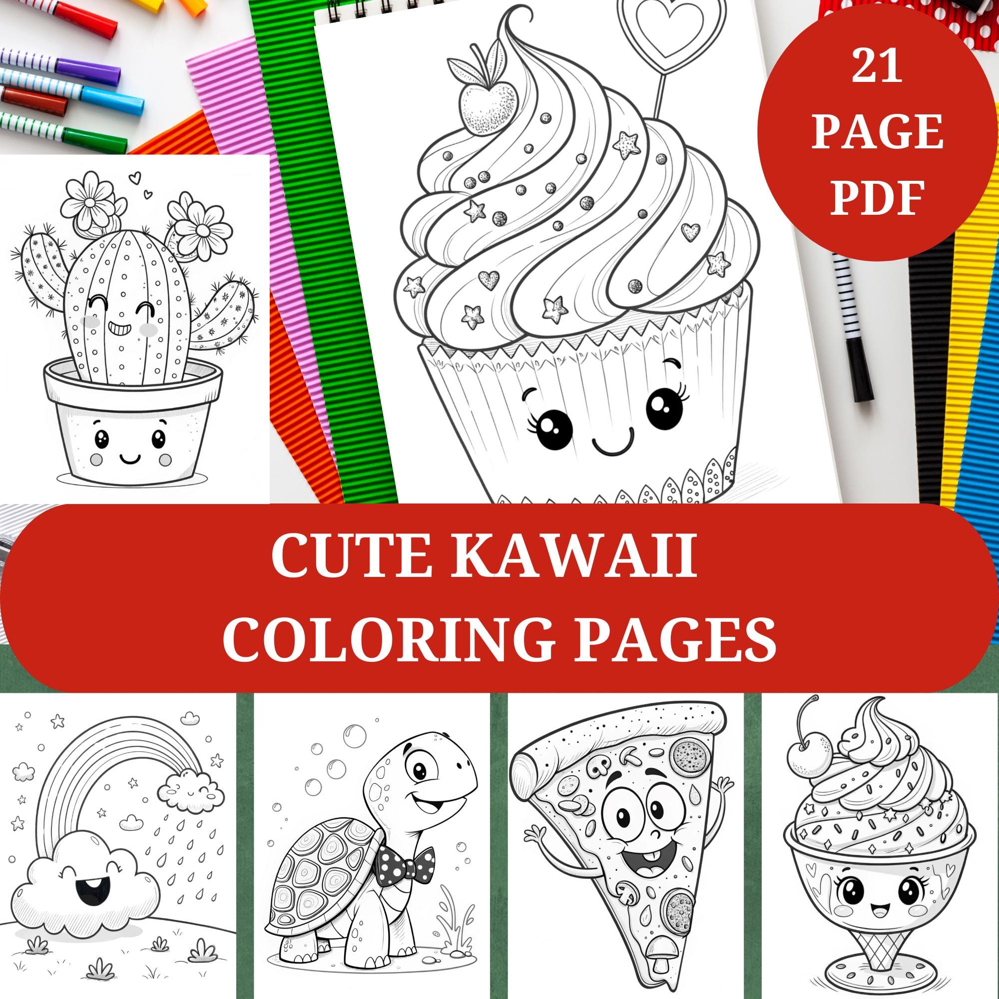 21 Kawaii Coloring Pages Cute Coloring Pages for Kids Homeschool ...