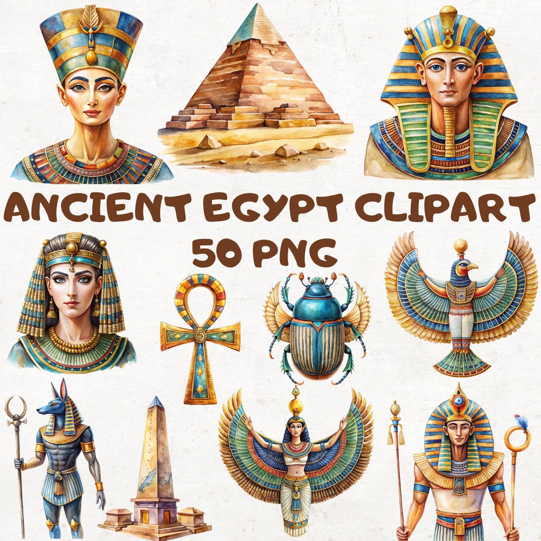 50 Watercolor Ancient Egypt Clipart, 50 Transparent Png, Pyramids ...