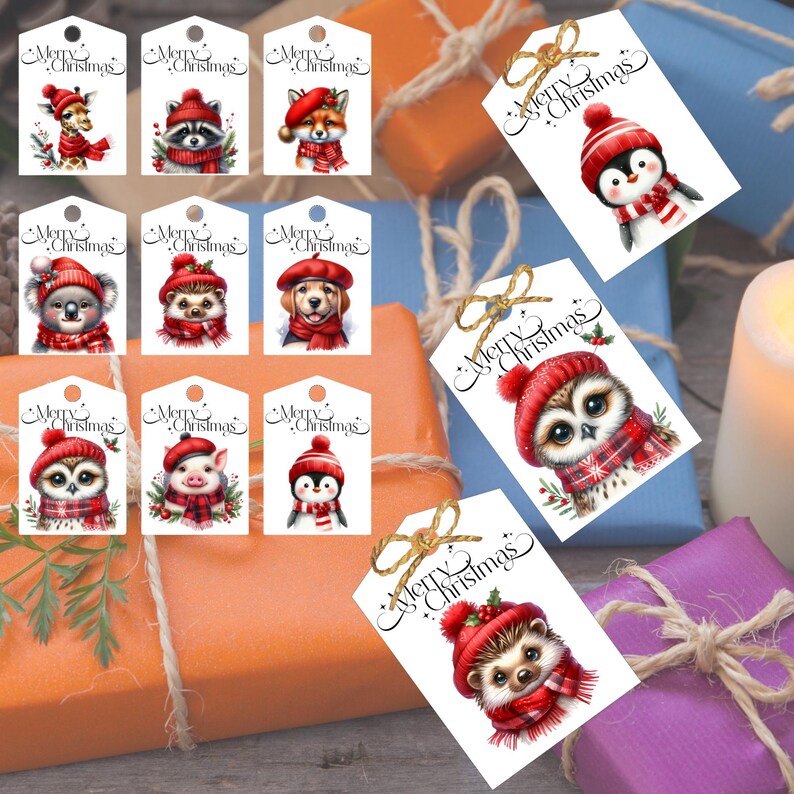 Printable Christmas Gift Tags Christmas Label Holiday Party Favor Tag ...