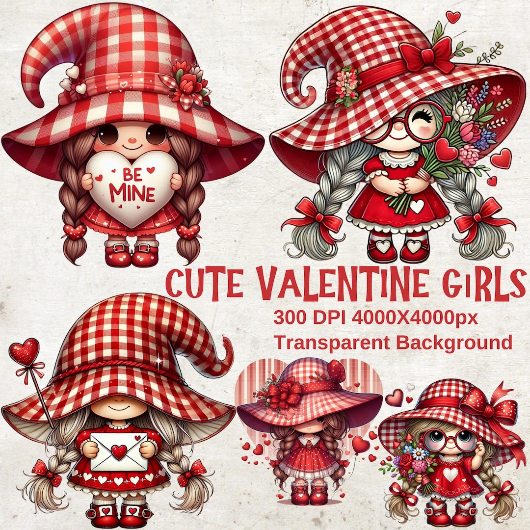 10 Cute Valentine Girl Clipart Cute Girl Clipart Png, Valentine's Day ...
