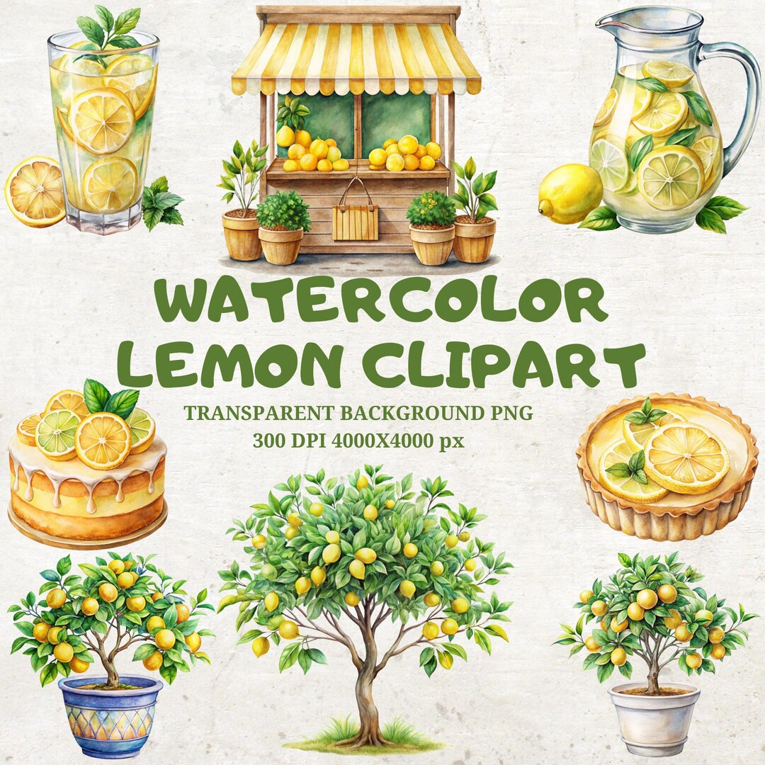 32 Lemon Clipart Png and 8 Digital Seamless, Fruit Clipart, Lemon Png ...