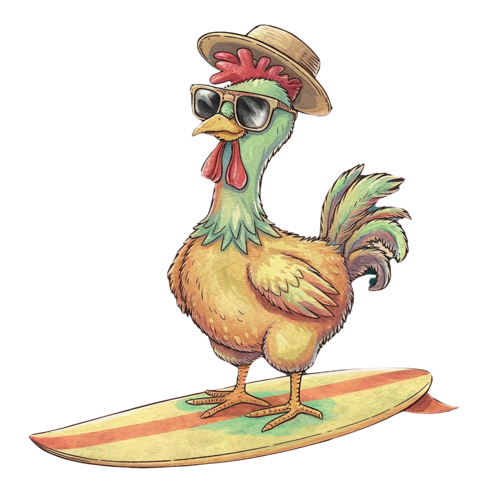 Watercolor Funky Chickens Clipart Bundle: Retro Cartoon PNG (digital ...